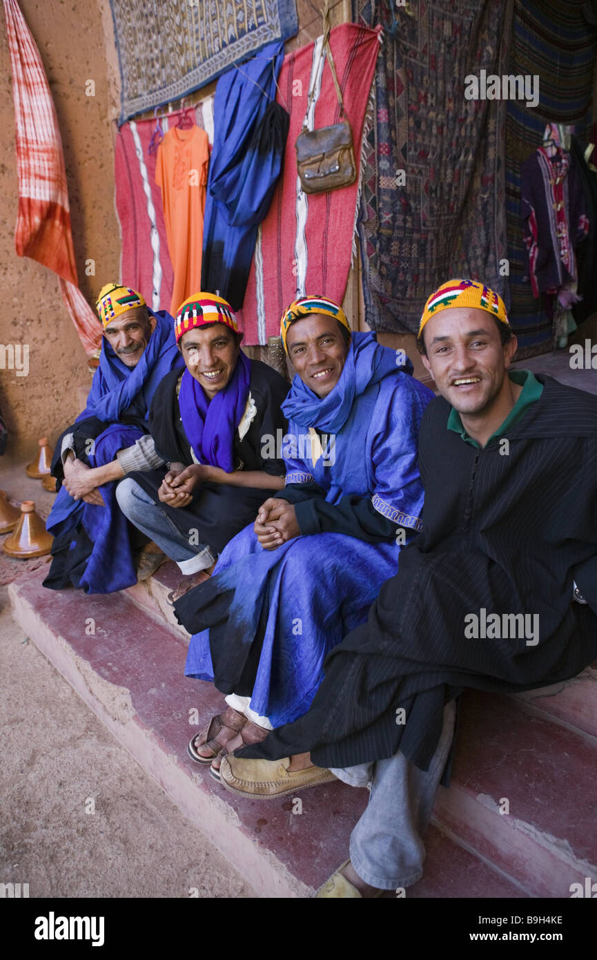 Morocco high atlas Ouarzazate men clothing traditionally sitting Africa ...