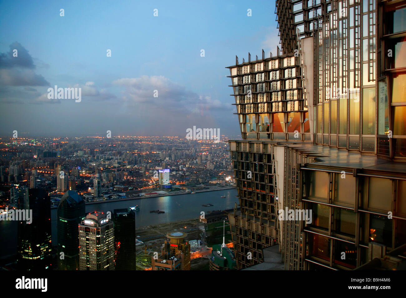 China, Shanghai. View from the Jin Mao Tower in Shanghai over the ...