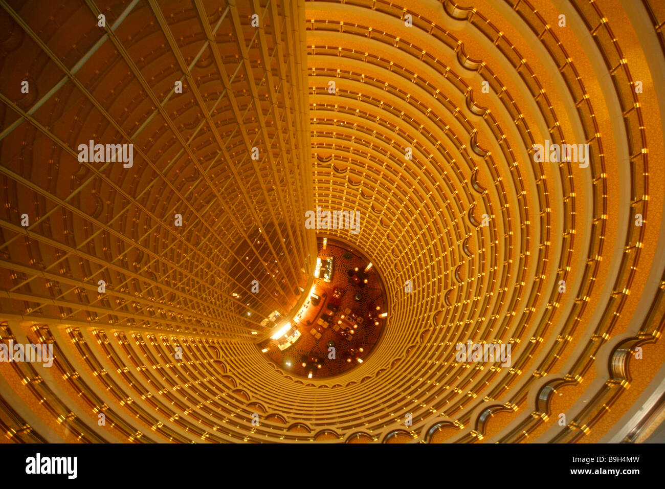 China, Shanghai. View down the atrium of the Jin Mao Tower from the ...