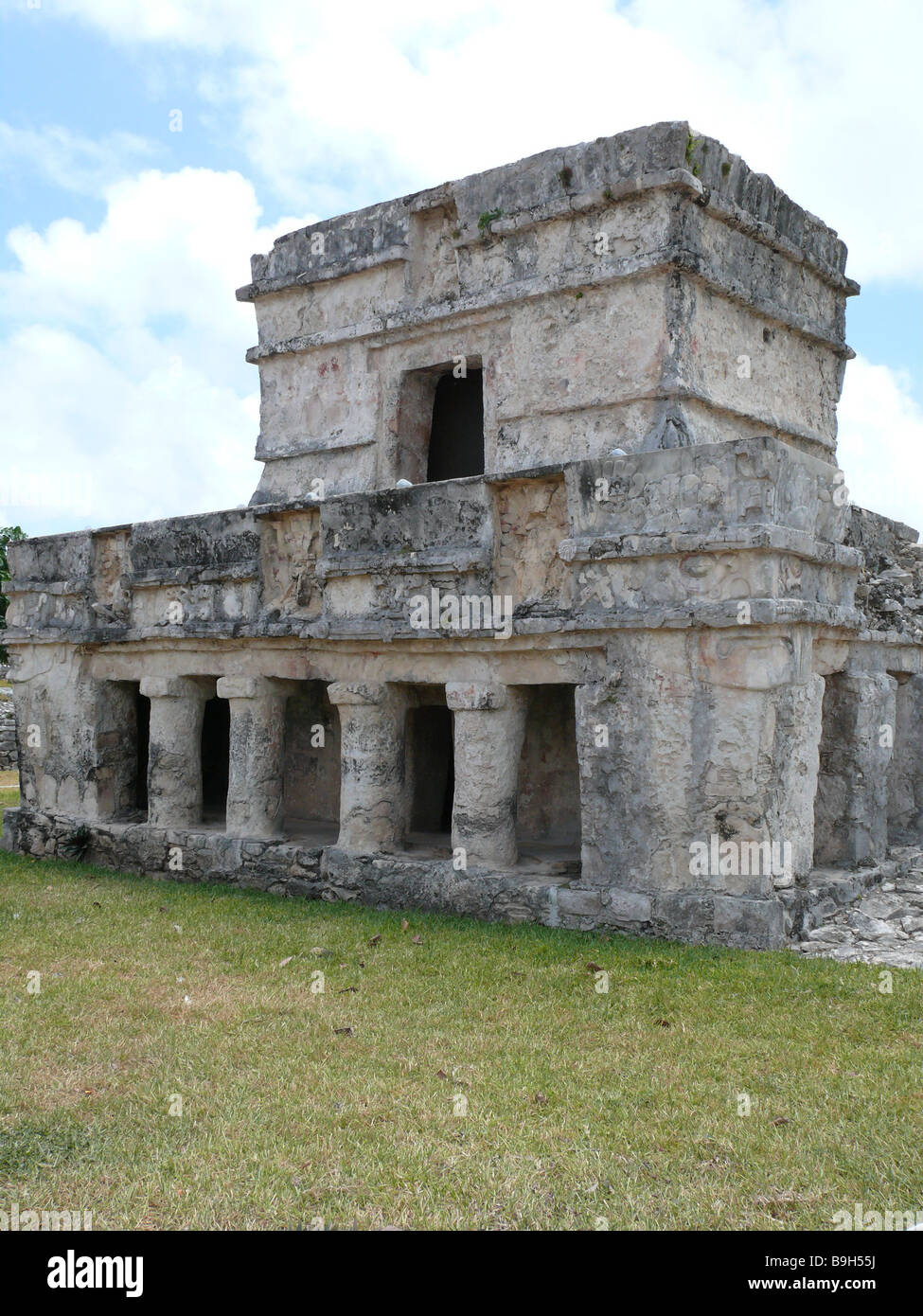 Mexico Yucatan Tulum maya-construction ruin-place temple clouded sky ...