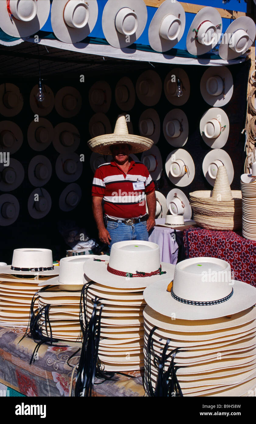 Chile, Rancagua. Cowboys (huasos) hat stall at National Rodeo ...