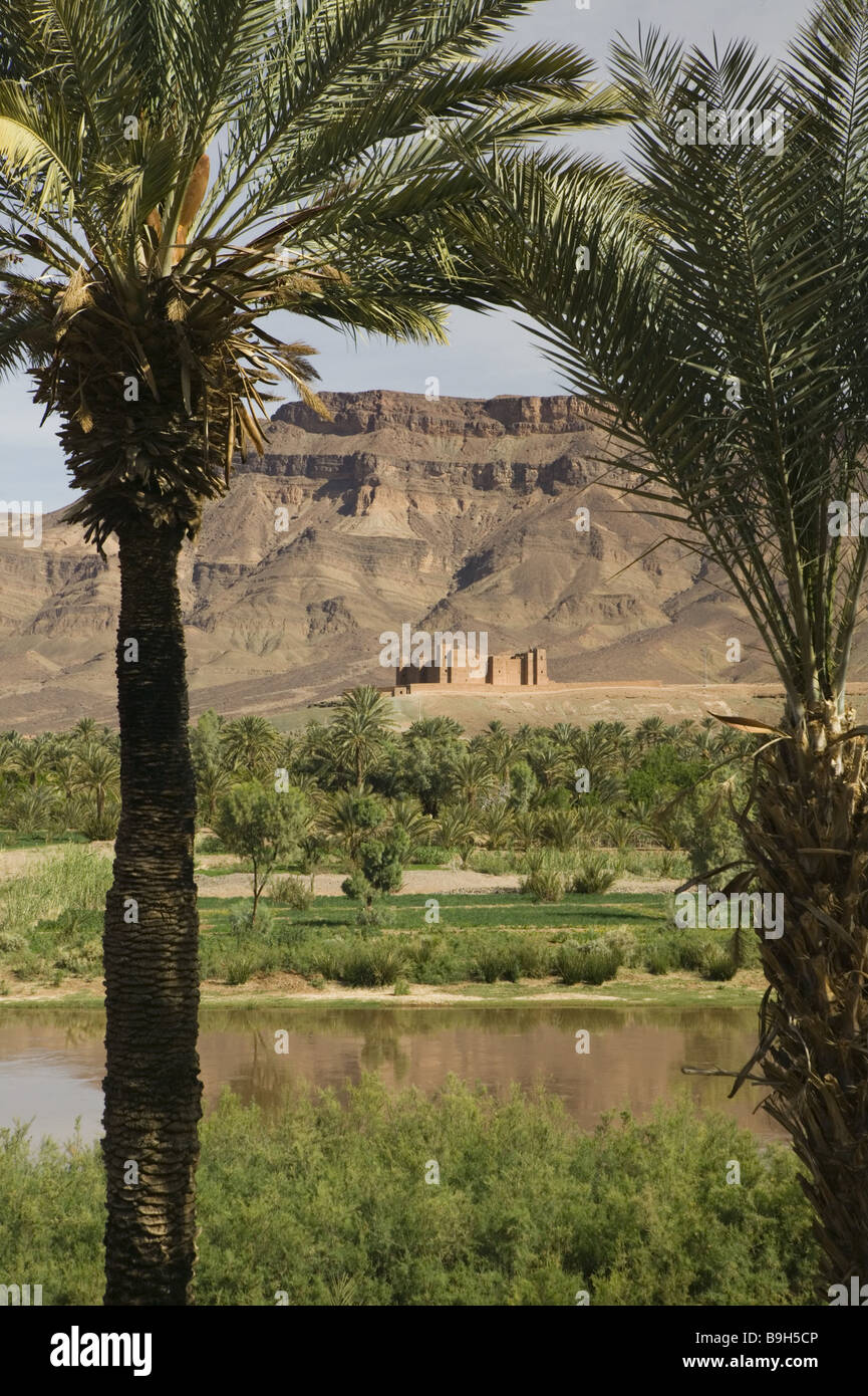 Morocco Draa-Valley Agdz Kasbah Timiderte river draa Africa North ...