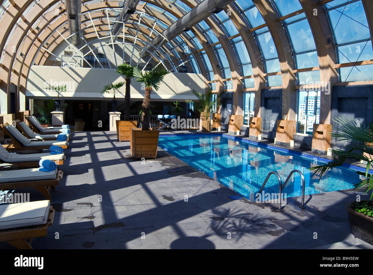 Chile, Santiago. Spa, gym and pool on top floor of the Ritz-Carlton ...