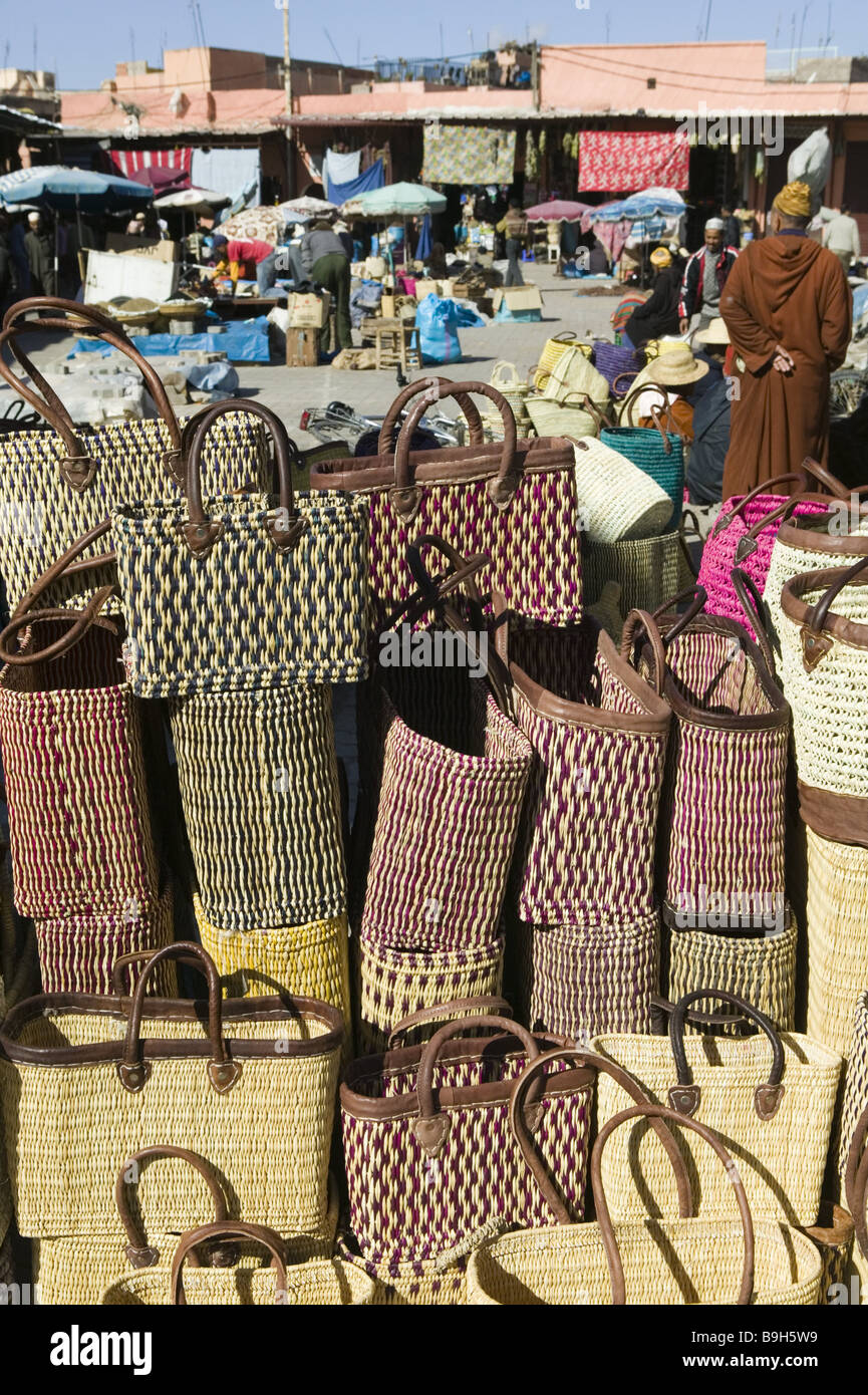 Morocco Marrakech Souk sale bags stacked detail Africa North-Africa ...