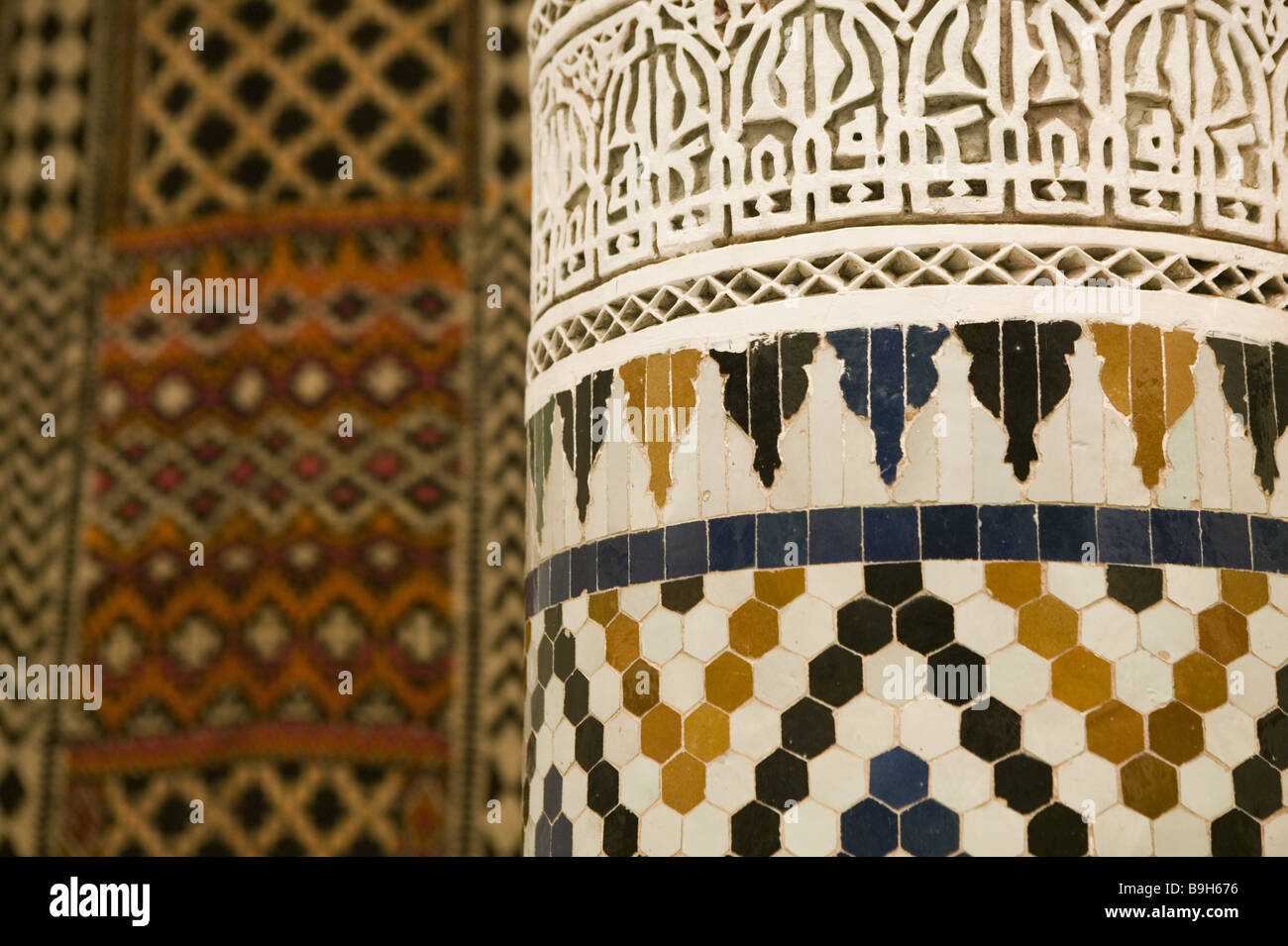 Morocco Marrakech Musee de Marrakech column wall-carpet detail Africa ...