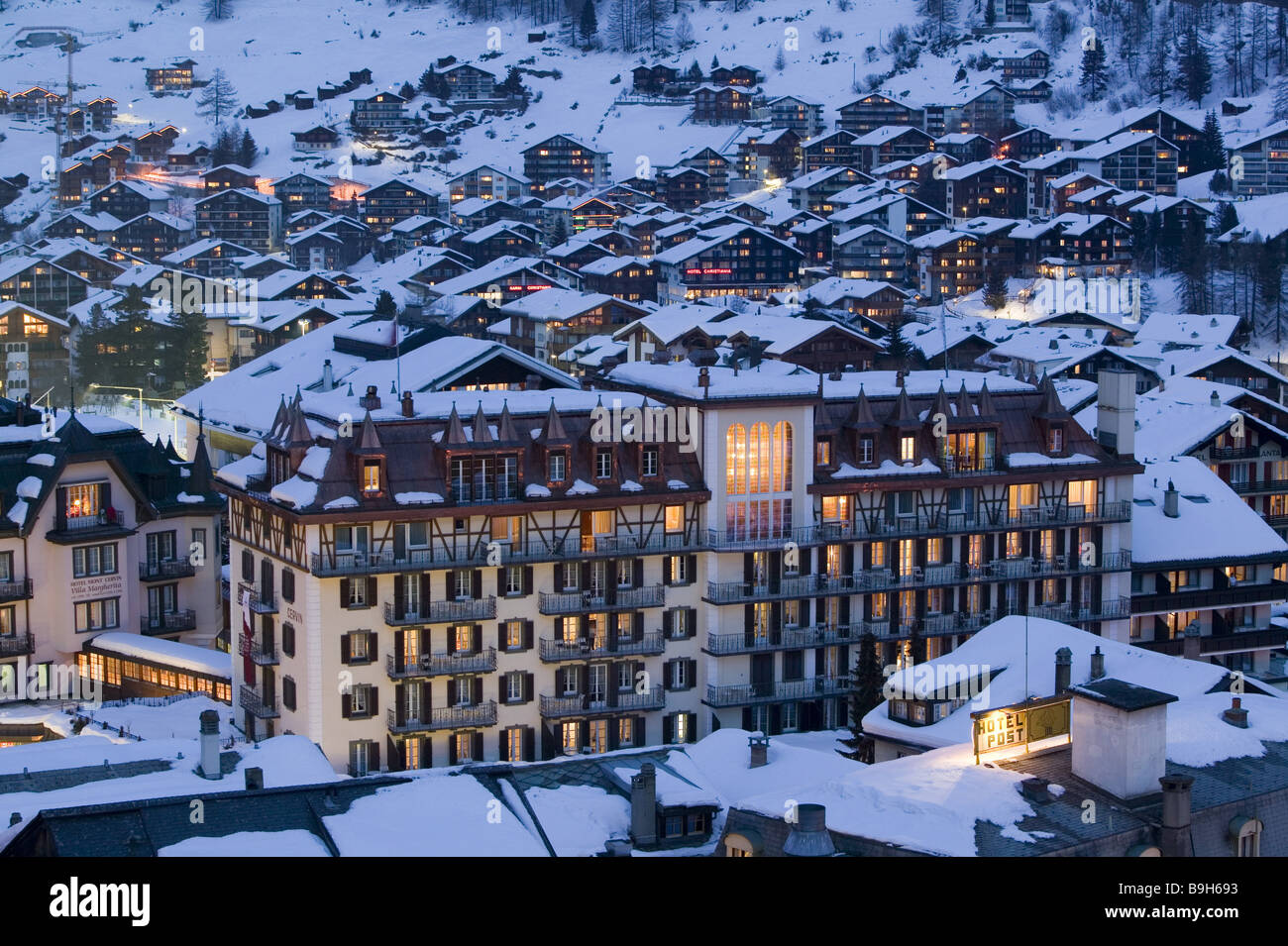 Switzerland canton Wallis Zermatt city-overview hotel Mont Cervin ...
