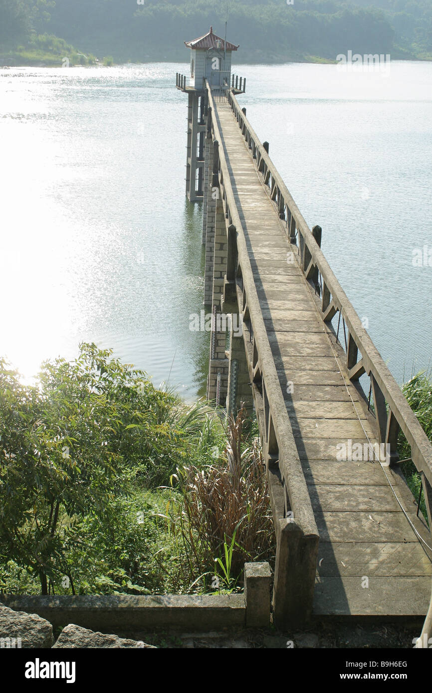 Landscape nature waters wood-bridge Stock Photo - Alamy