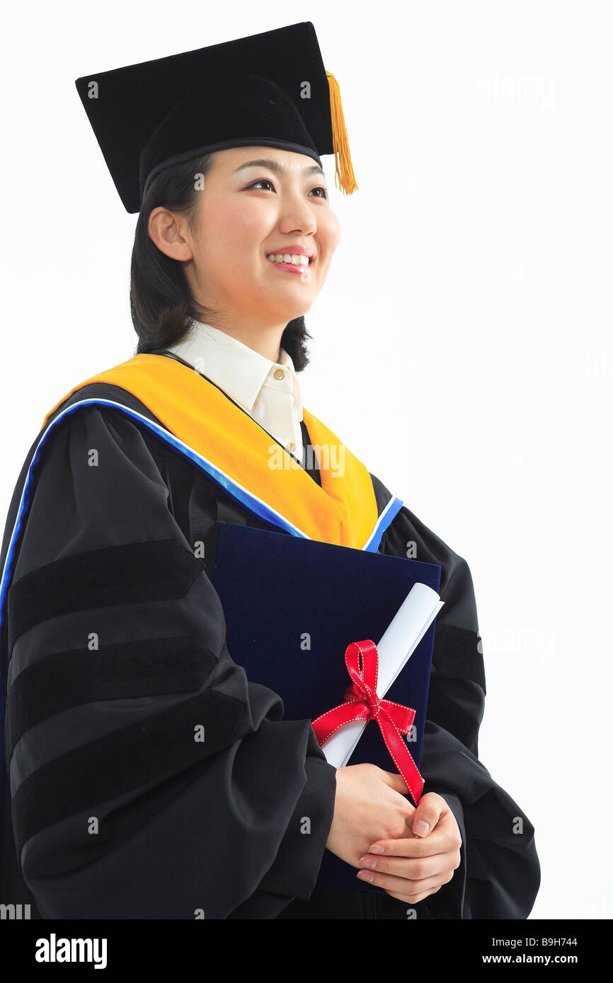 Woman in University Graduation Stock Photo - Alamy