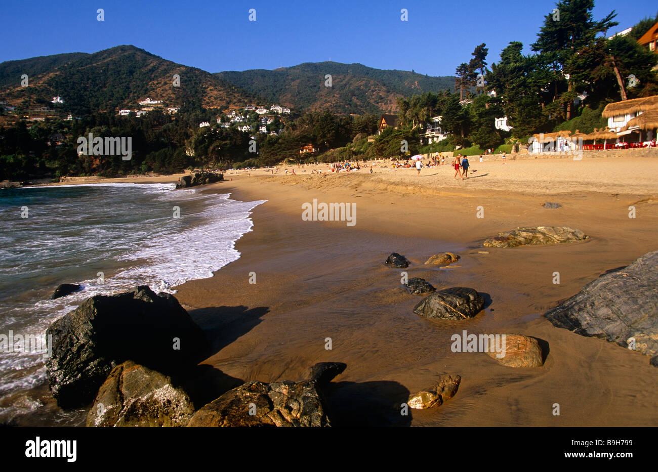 The beach at Concon, north from the city of Valparaiso, Region V ...