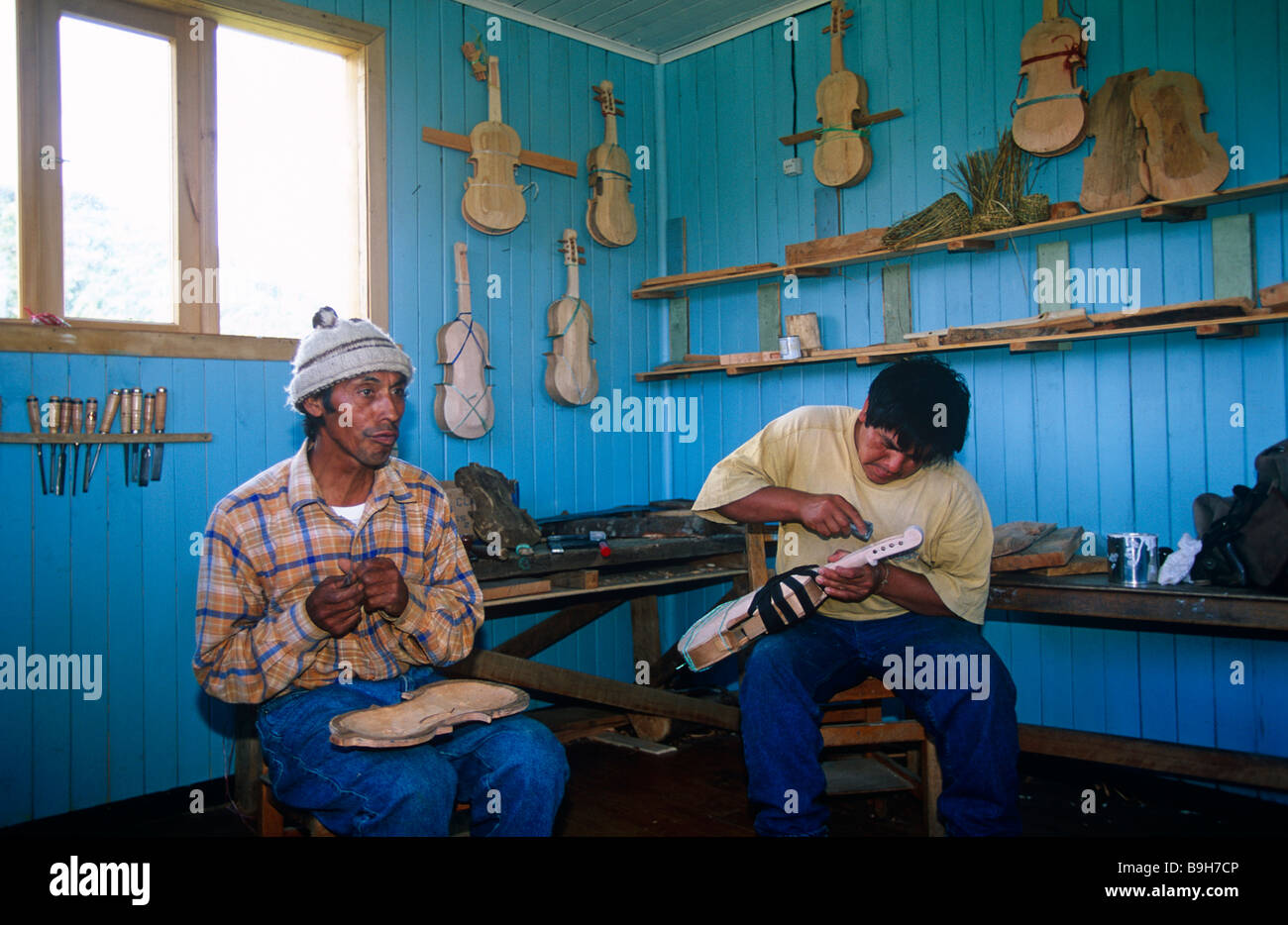 Chile, Island of Chiloe, Cucao. Indigenous Huilliche locals take part ...
