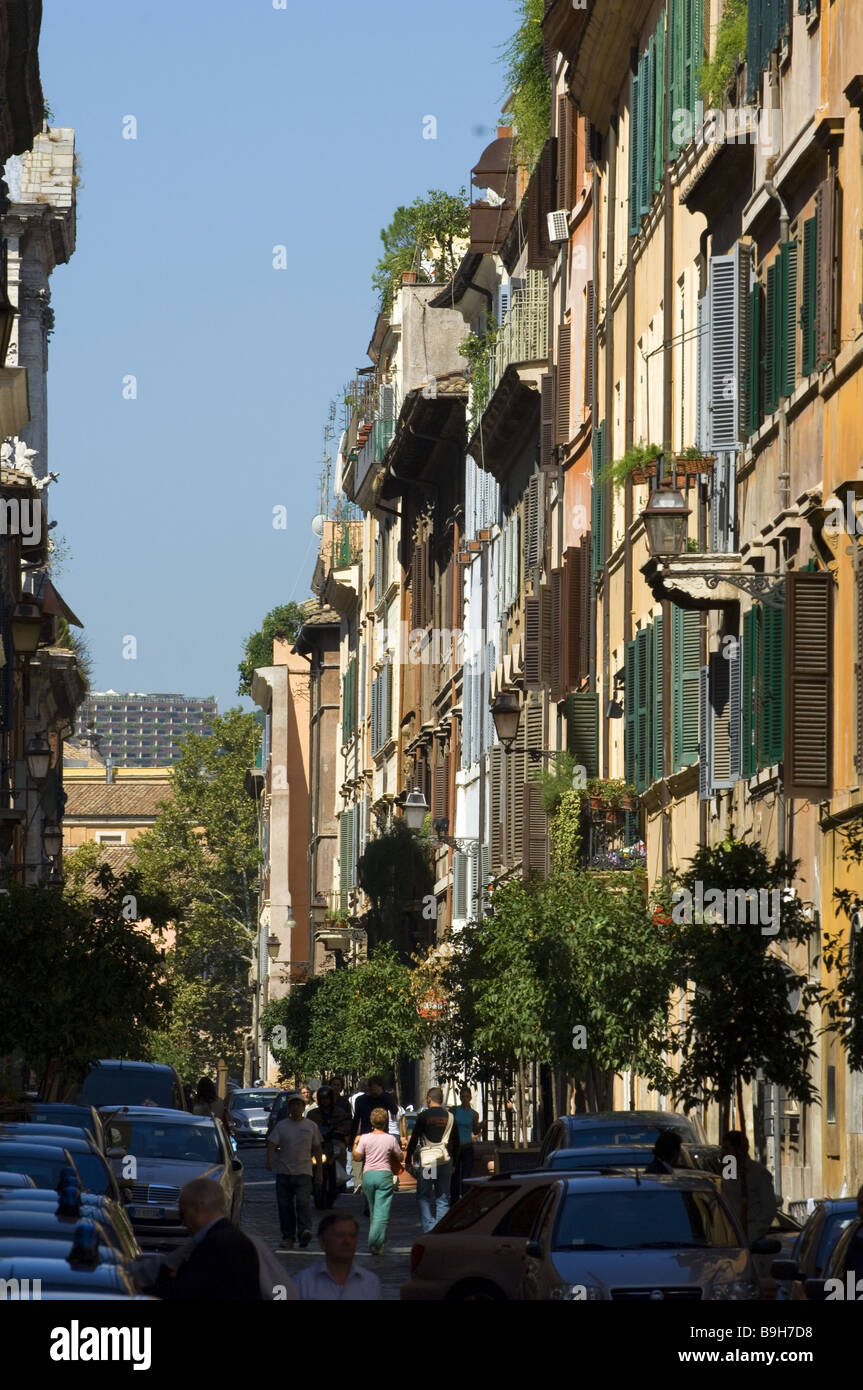 Italy Rome via Giulia house-facades Stock Photo - Alamy