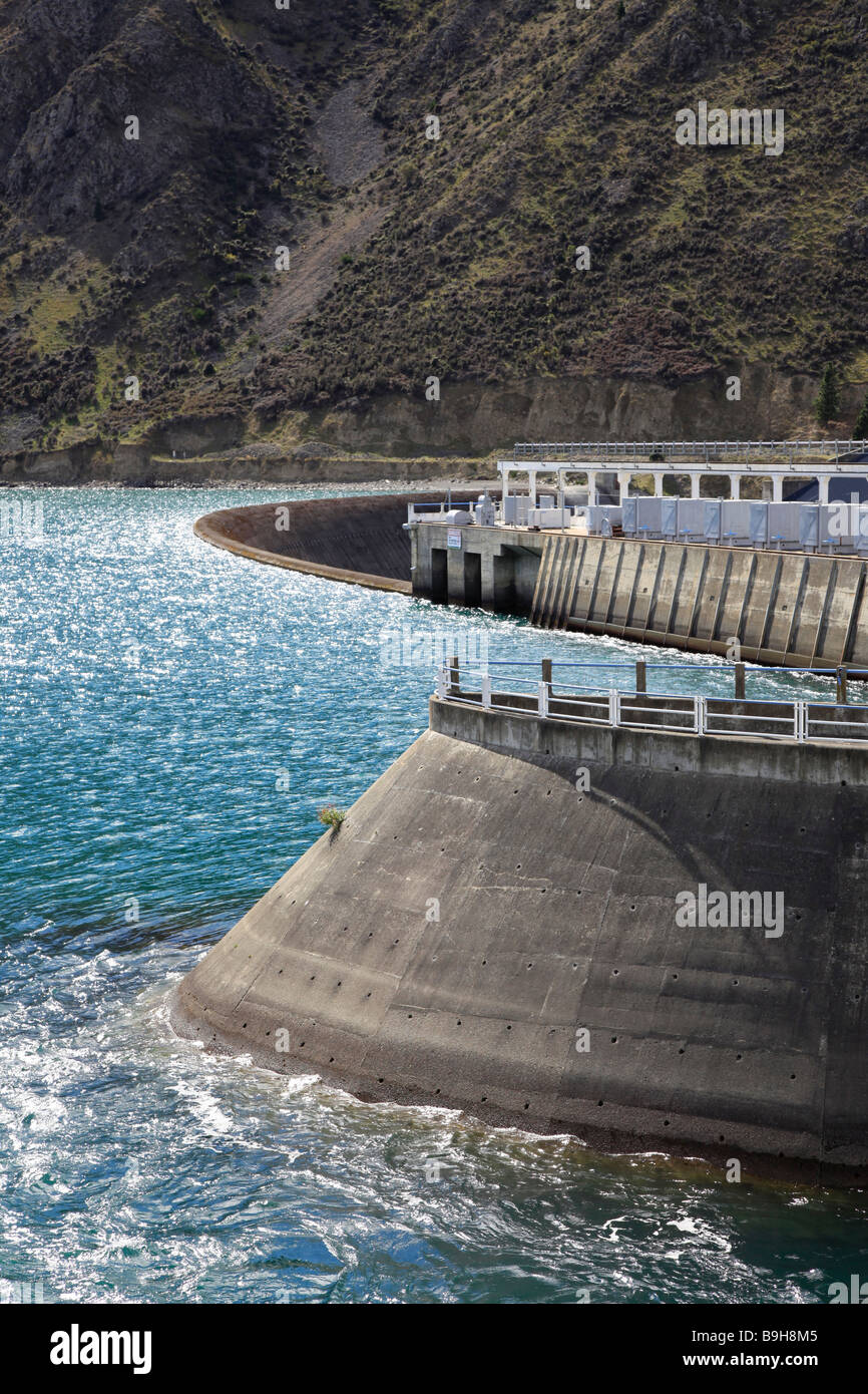 Lake Waitaki hydro power station dam,North Otago,South Island,New ...