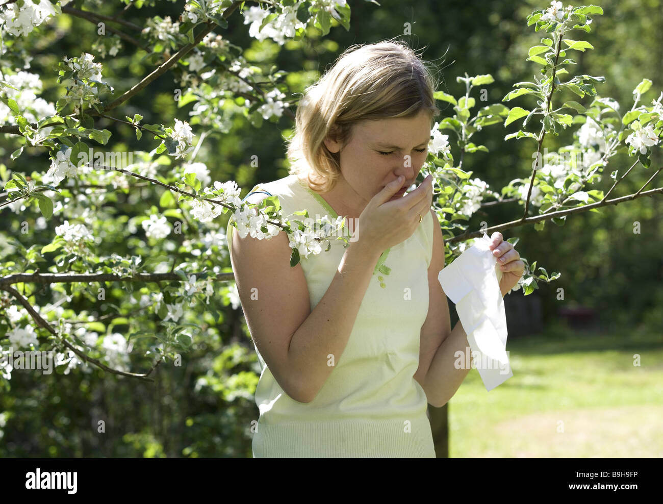 Woman young bloom tissue allergy Stock Photo - Alamy