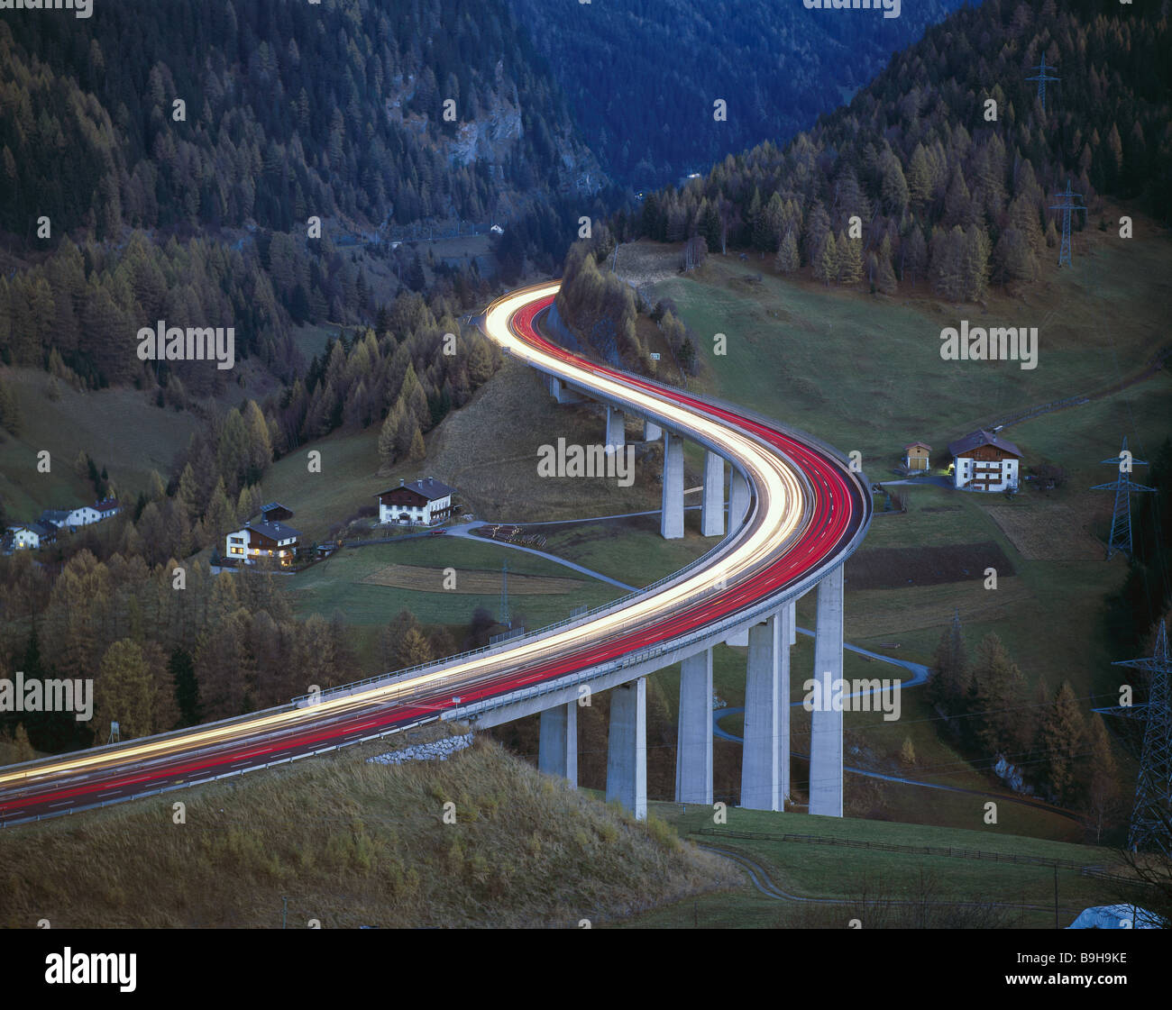 Alps-passport highway highway-bridge driving a car car-lights mountain ...