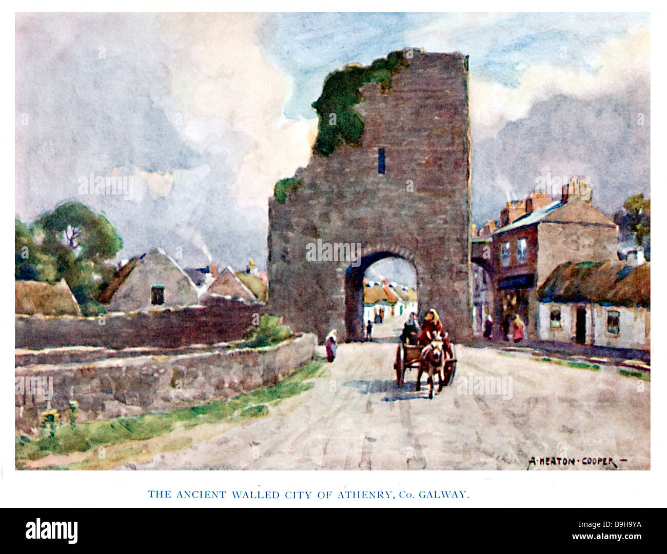 Athenry Galway 1925 painting of the North Gate in the medieval walled ...