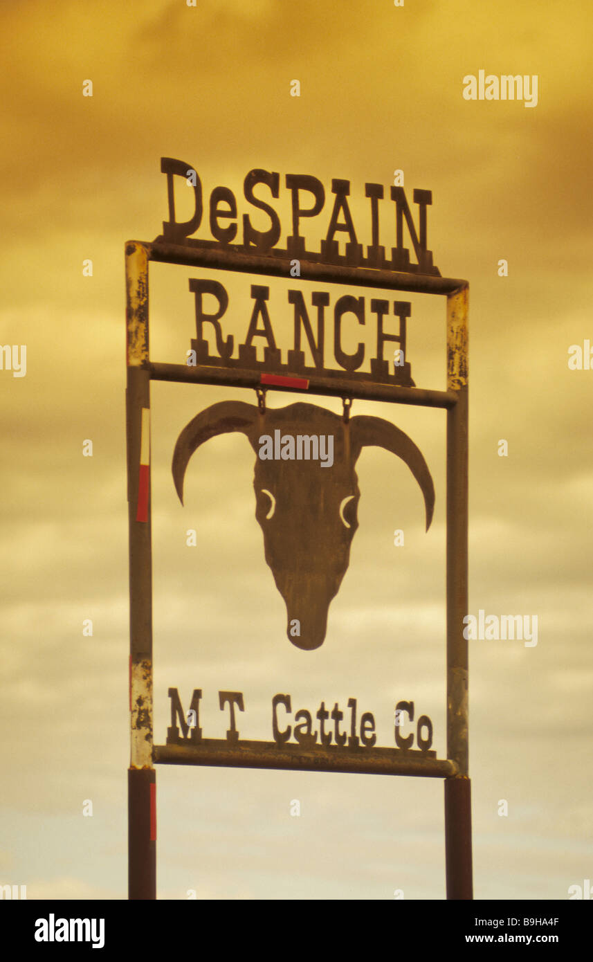 Wrought iron sign at ranch entrance near Del Rio in Val Verde County ...