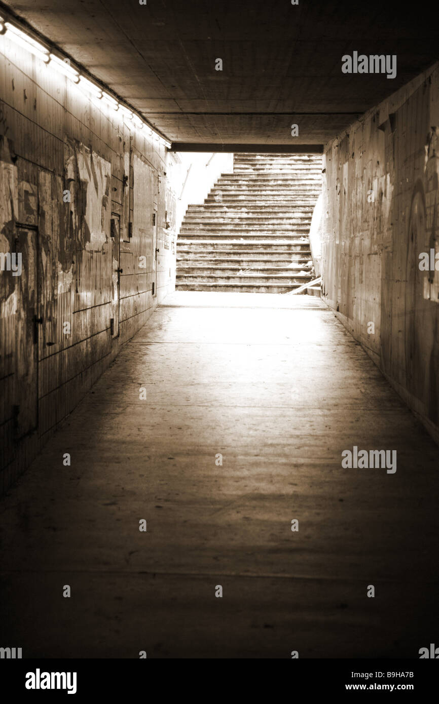 City pedestrian-underpass walls posters deserted s/w sepia underpass ...