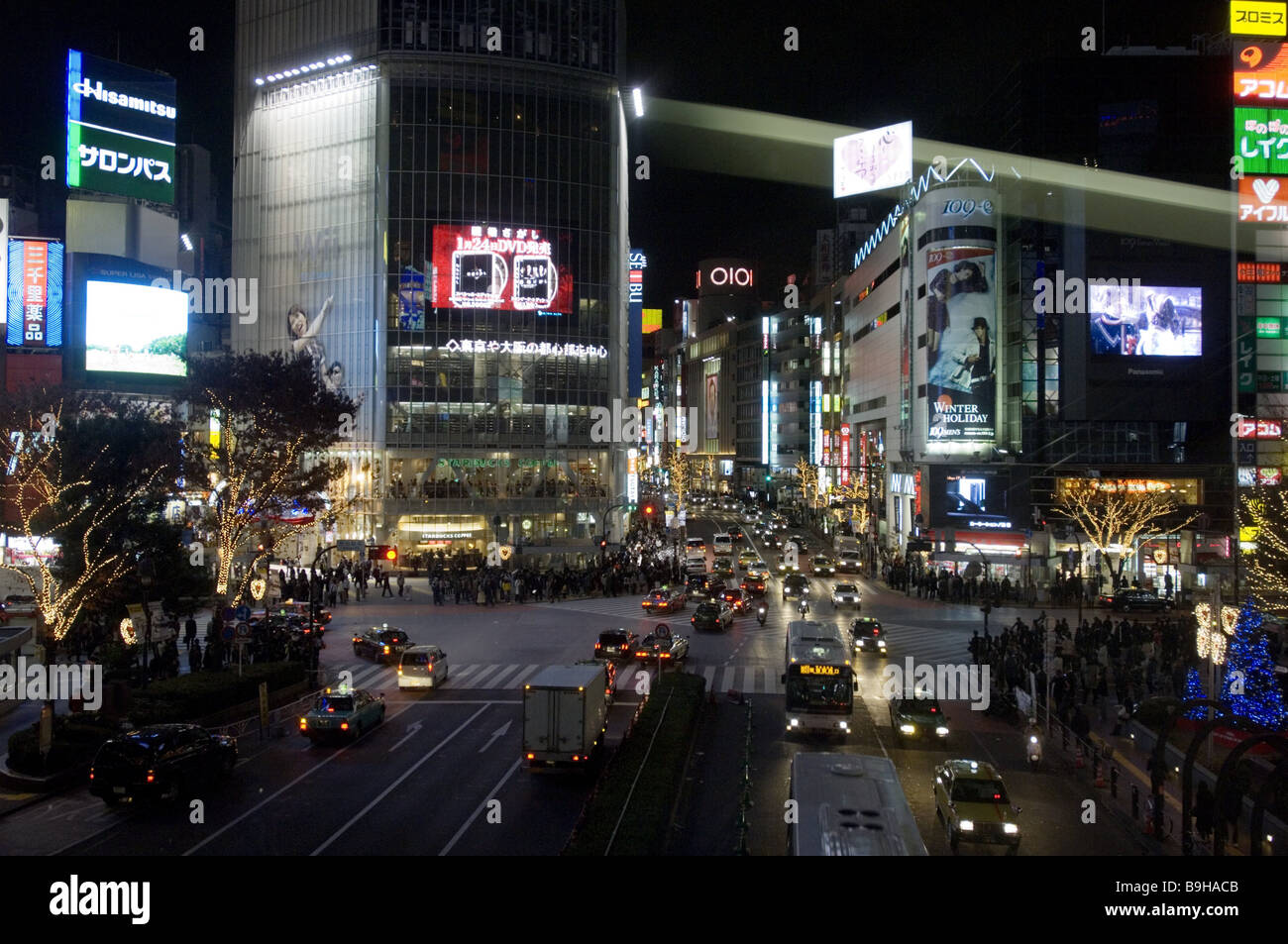 Japan Tokyo Shibuya business-buildings neon signs streets scenery ...