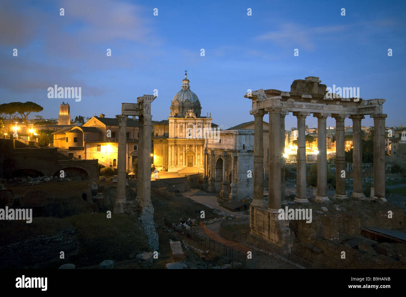 Italy Rome forum Romanum twilight Evening antique architecture ...