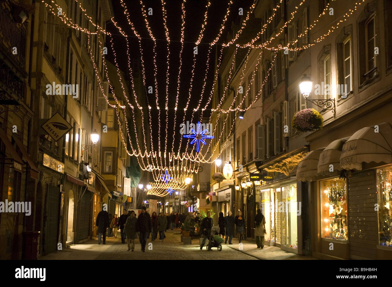 France Alsace Strasbourg Grand' Rue shopping streets Christmas ...