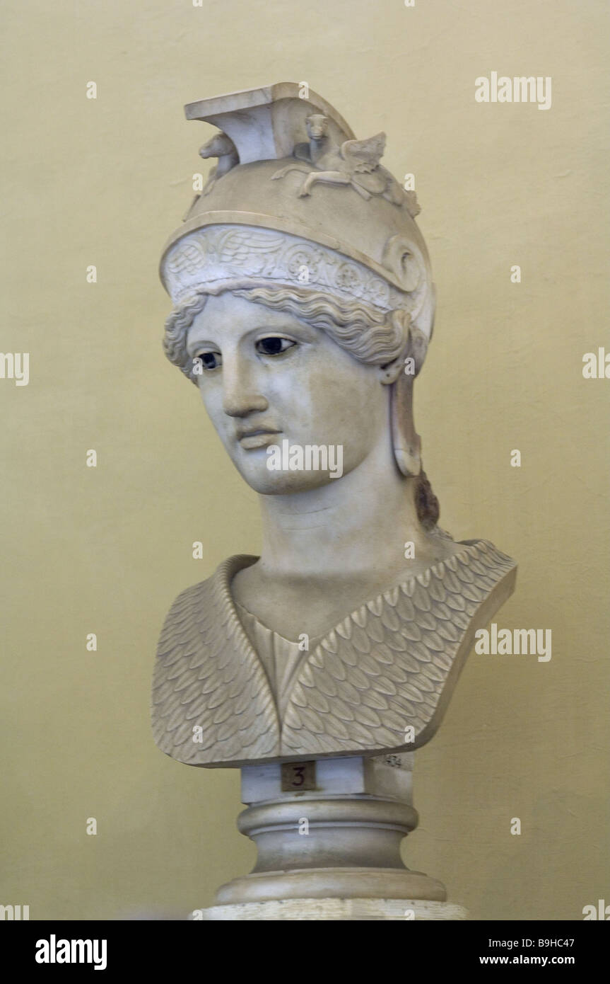 Italy Rome Vatican Vatican museum Museo Chiaramonti bust Athene Athena ...