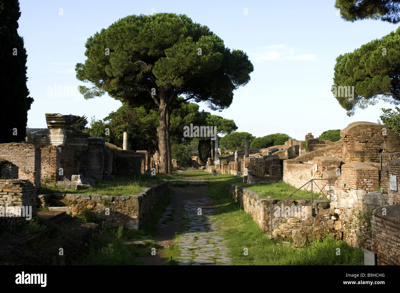 Italy Latium Ostia Antica Roman-streets antique ruins Antique Decumanus ...