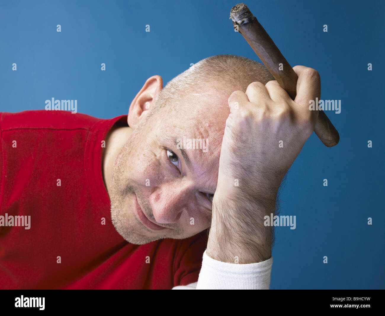Bald man smoking cigar hi-res stock photography and images - Alamy