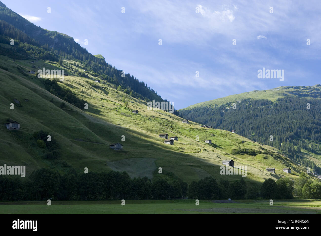 Switzerland Graubünden Val Valser Valley landscape alpine guesthouse ...