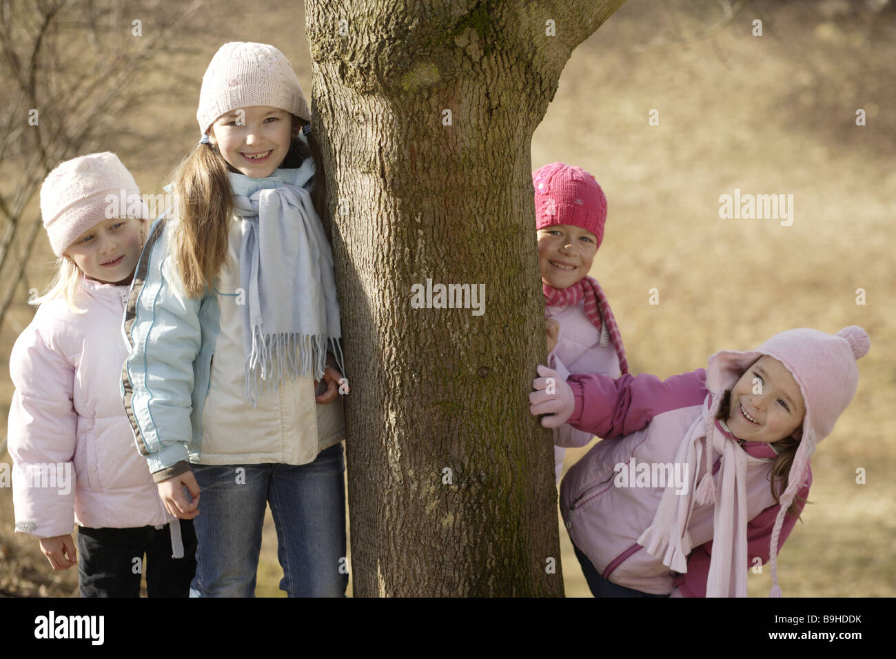 girl friends log group-picture Stock Photo - Alamy