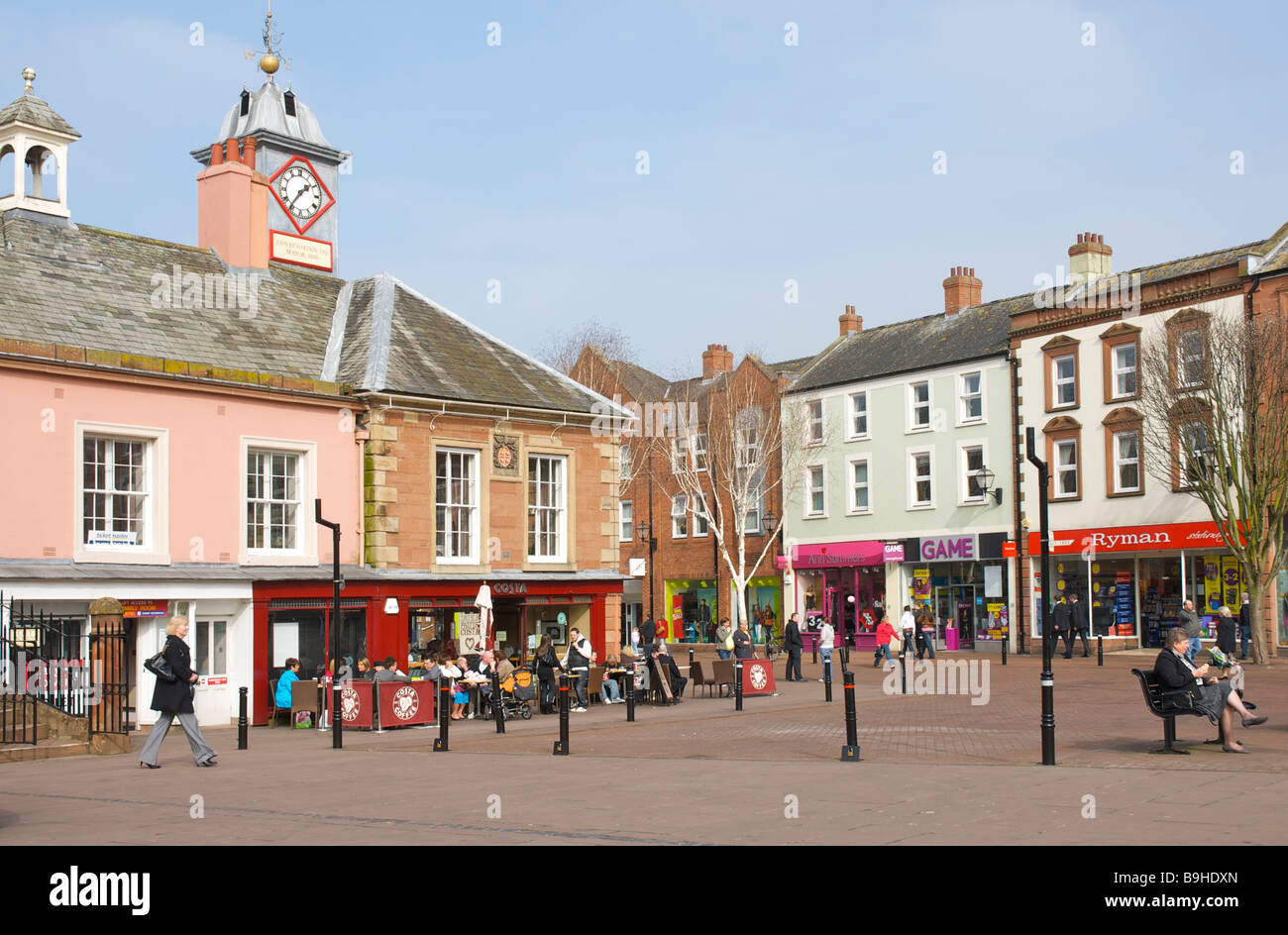 The town square and old Town Hall, Carlisle, Cumbria, England UK Stock ...
