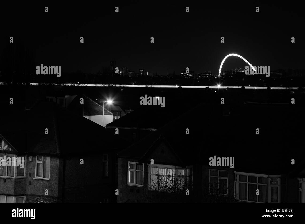 Wembley stadium night football Black and White Stock Photos & Images ...