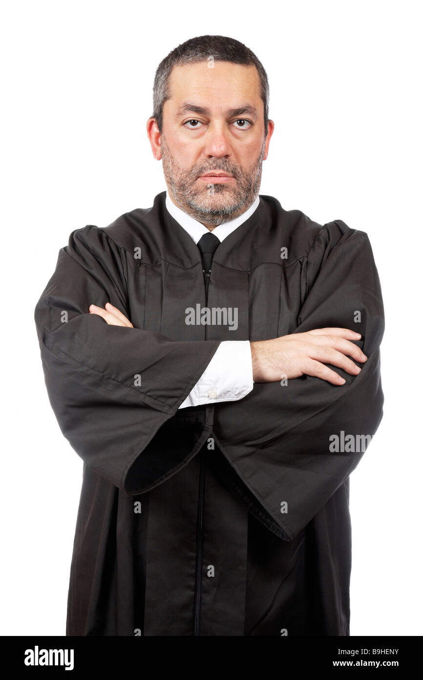 A serious male judge isolated on white background Stock Photo - Alamy