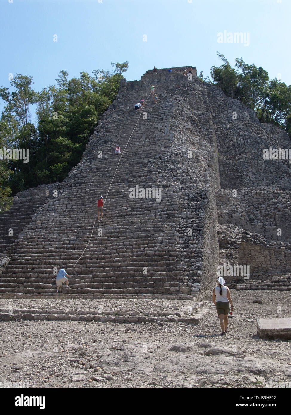 Mexico Yucatan Coba temple-installation ceremonial site Nohoch Mul ...