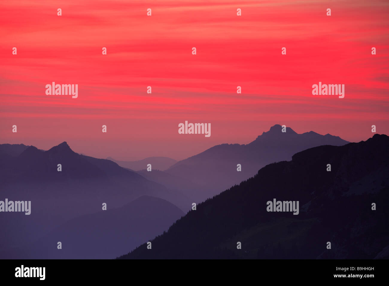 Austria Tyrol emperor-valley Stripsenkopf gaze helix-stone sunset ...