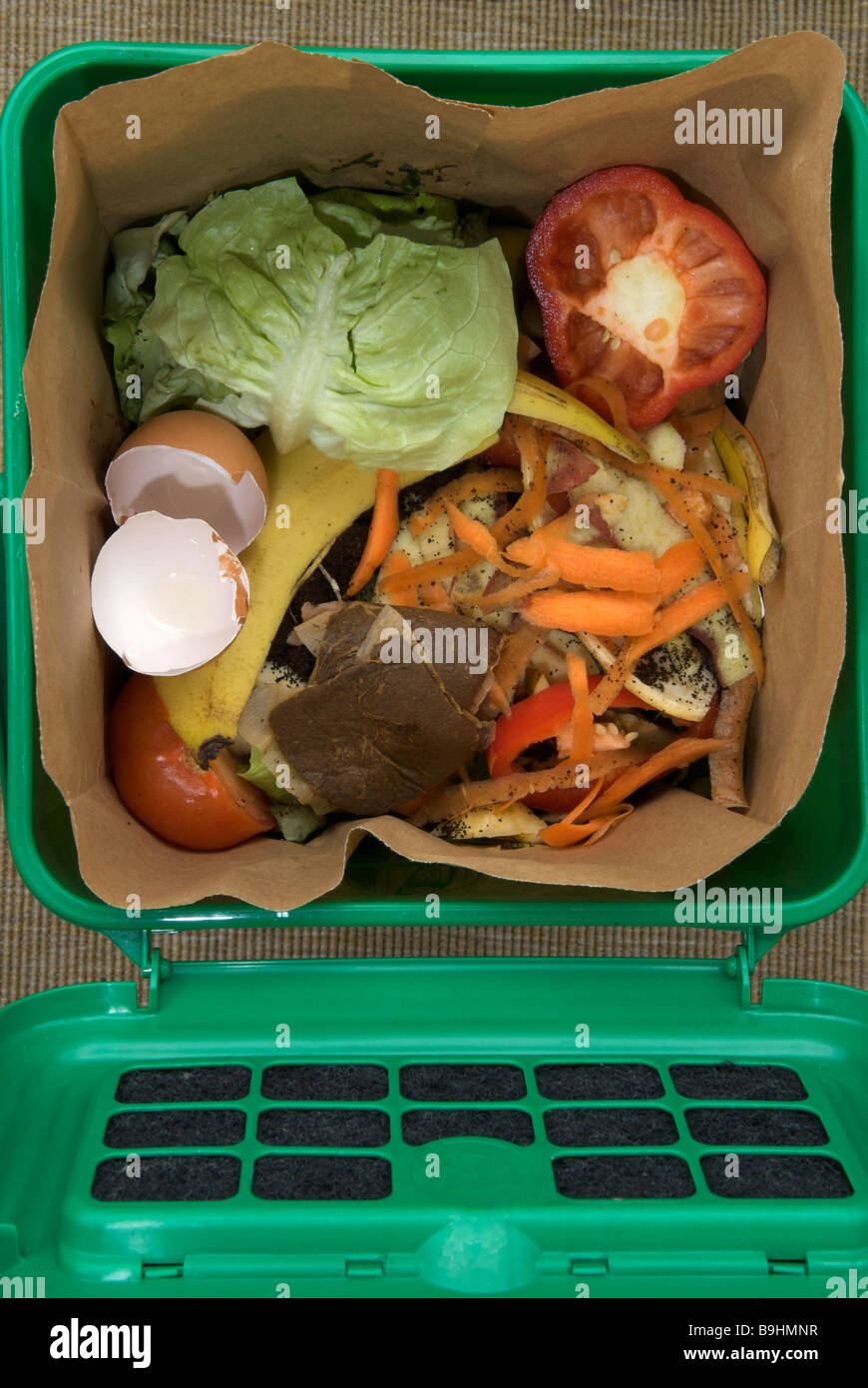 Kitchen food waste for composting, Bawdsey, Suffolk, UK Stock Photo - Alamy