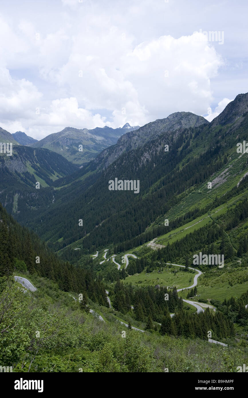 Austria Vorarlberg Montafon Silvretta-pass alpine street hilly mountain ... Austria Vorarlberg Montafon Silvretta-pass alpine street hilly mountain ...