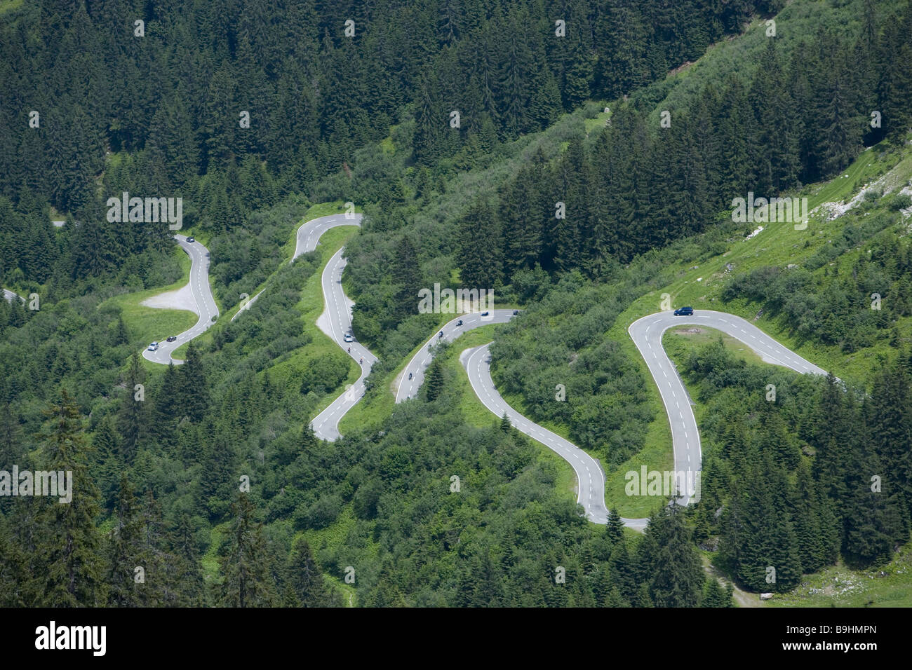 Austria Vorarlberg Montafon Silvretta-pass alpine street hilly mountain ...