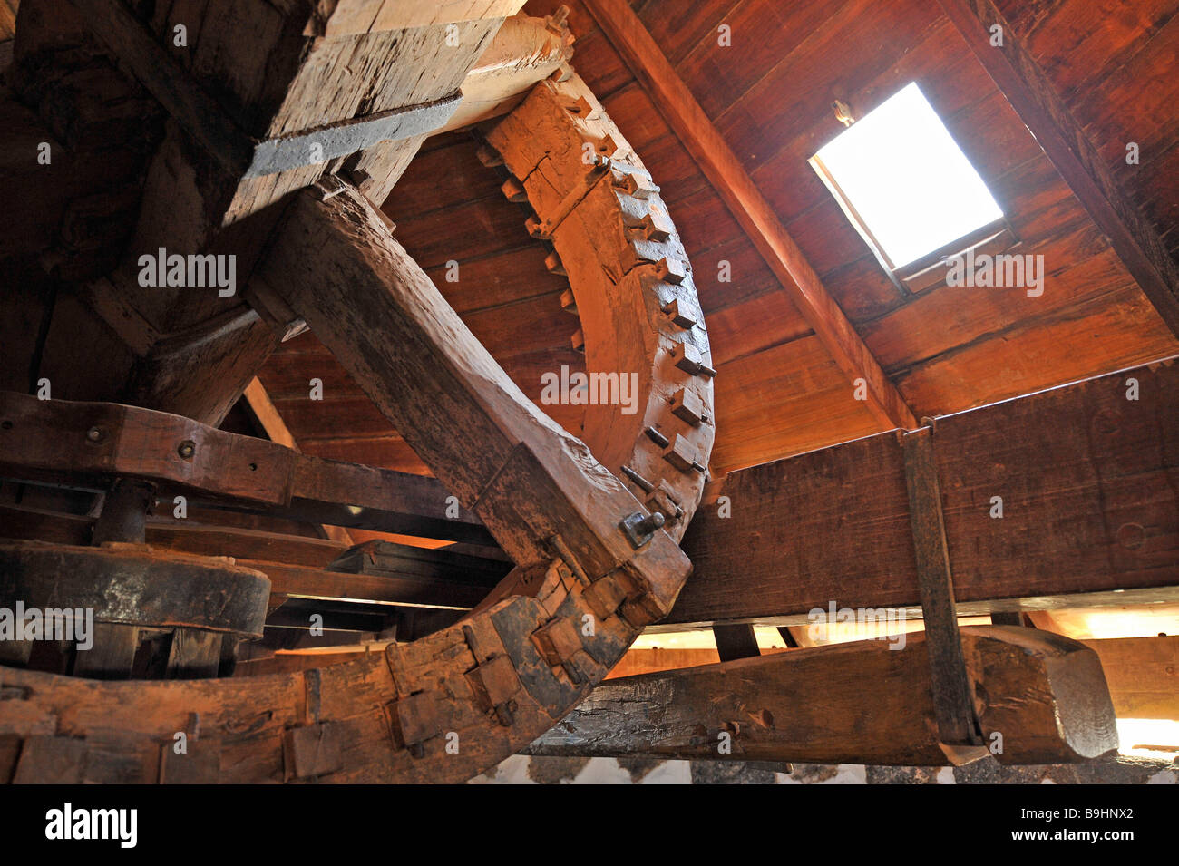 Cog and grinding wheel inside El Molino, windmill near Antigua on ...