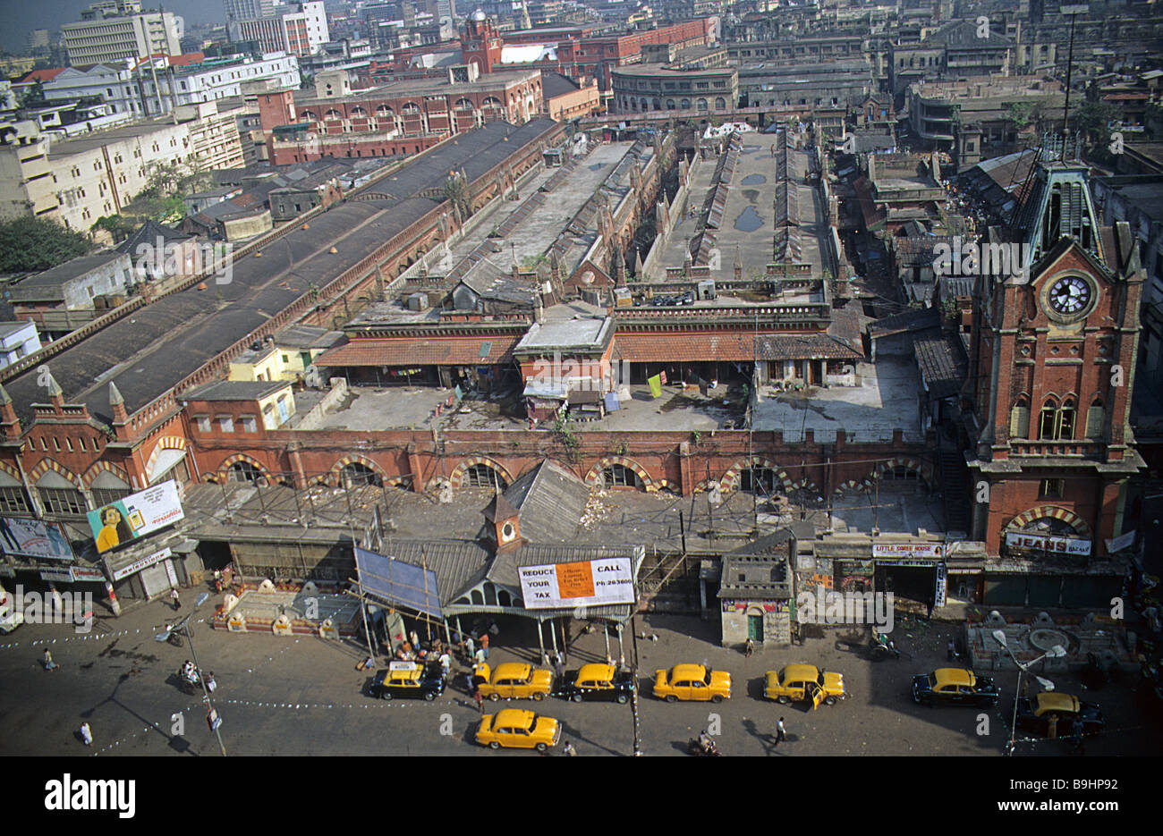 Calcutta, now Kolkata, India, view down on to the Central Market, also ...