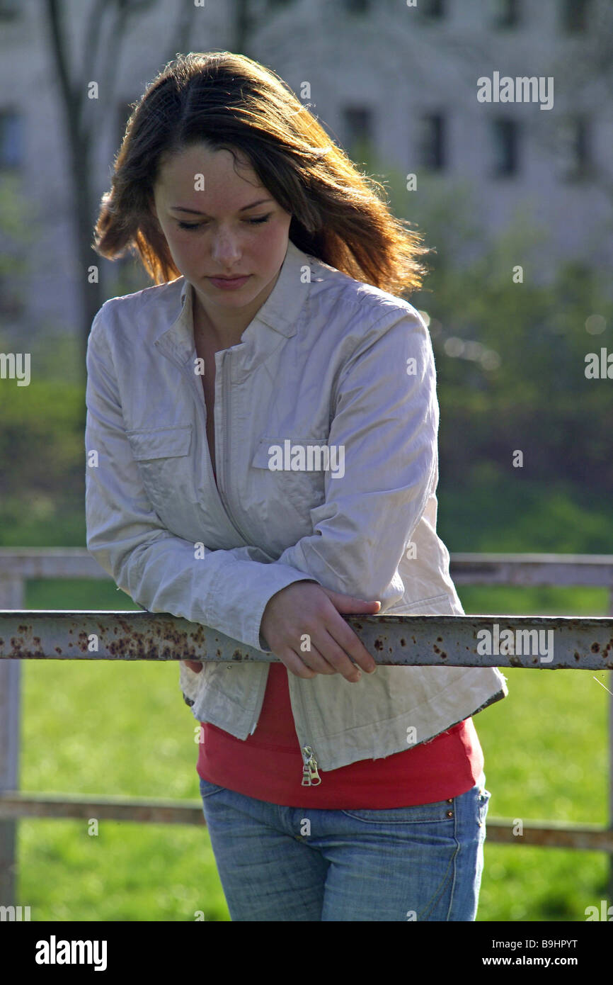 girl sorrowfully bridge gaze depth series people teenagers teenager ...