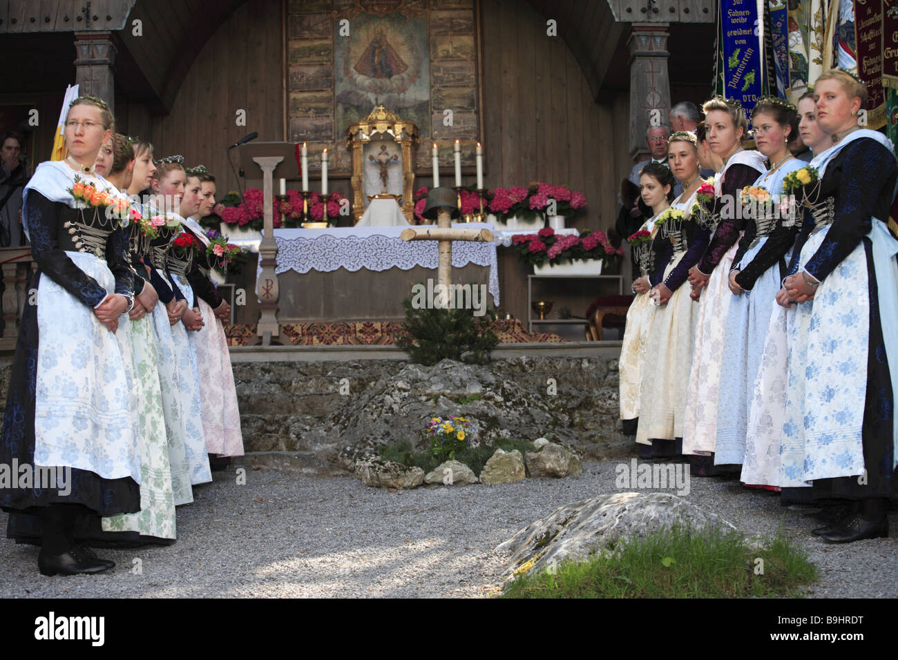 Germany Bavaria Fischbachau birch-stone Feast of Corpus Christi-day ...