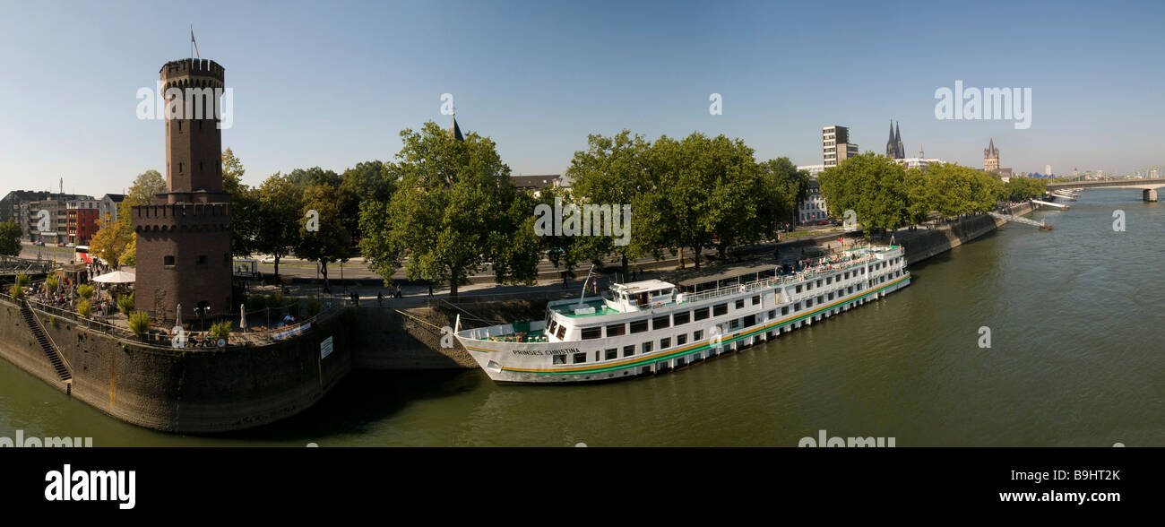 Malakoff Tower, Rheinauhafen harbour, Rheinau lakeside promenade ...
