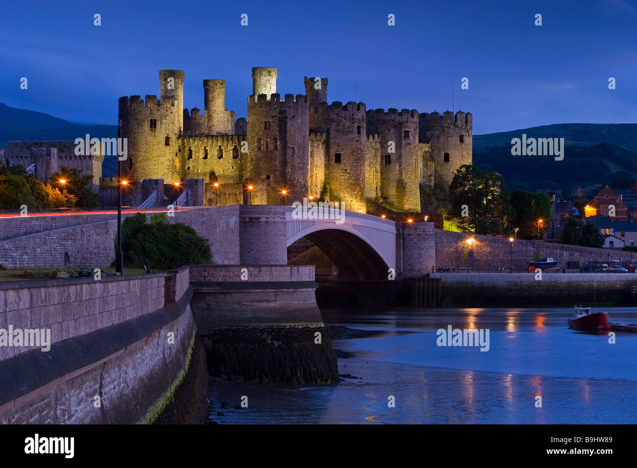Conwy Castle World Heritage Site and the Conwy Bridge, North Wales ...