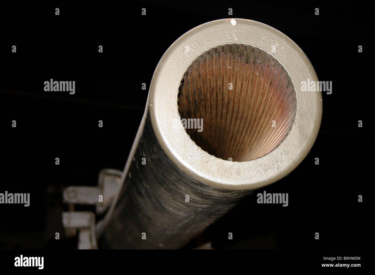Close-up of a tank gun barrel at the Imperial War Museum Duxford Stock ...