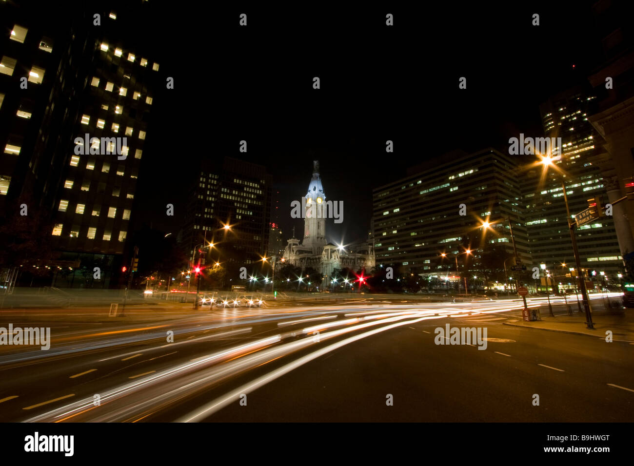 View of the City hall of Philadelphia at night, Philadelphia ...