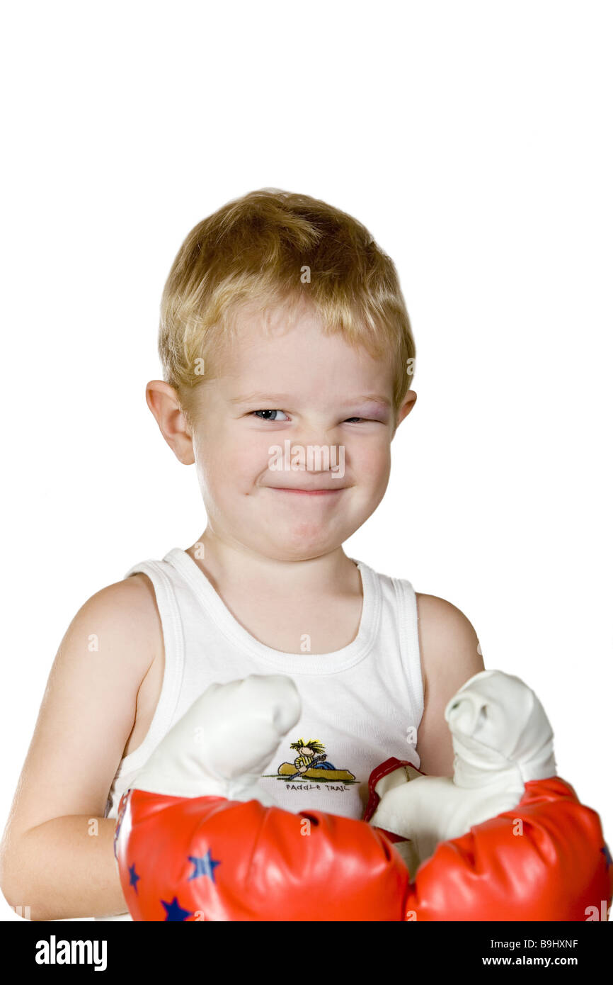 boy facial expression blue eye boxing gloves semi-portrait people ...