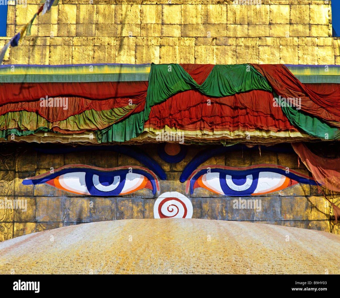Boudhanath stupa, eyes, Buddhism, Kathmandu, Nepal, South Asia Stock ...