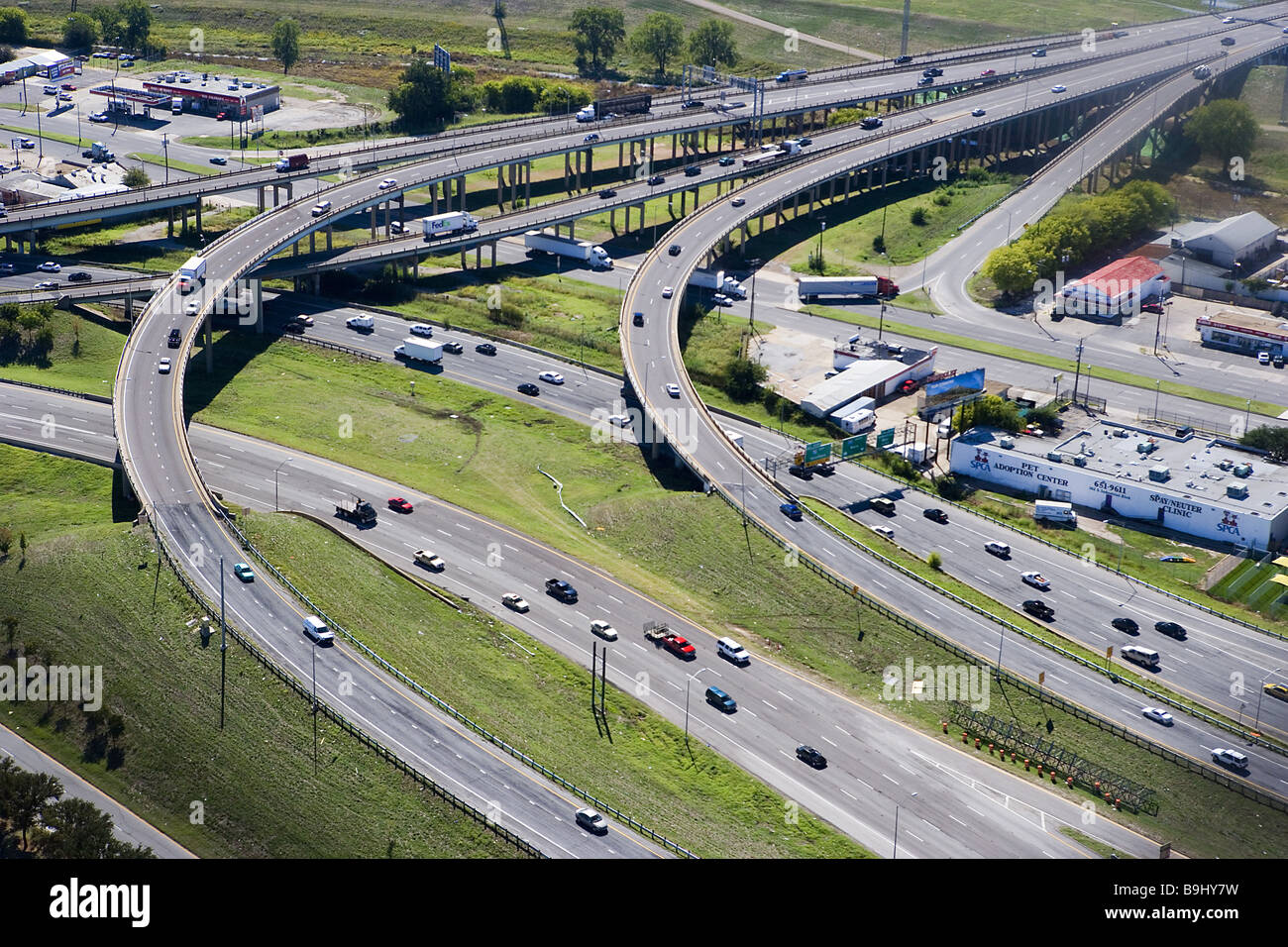 USA Texas Dallas streets Interstate 35E traffic America city city city ...