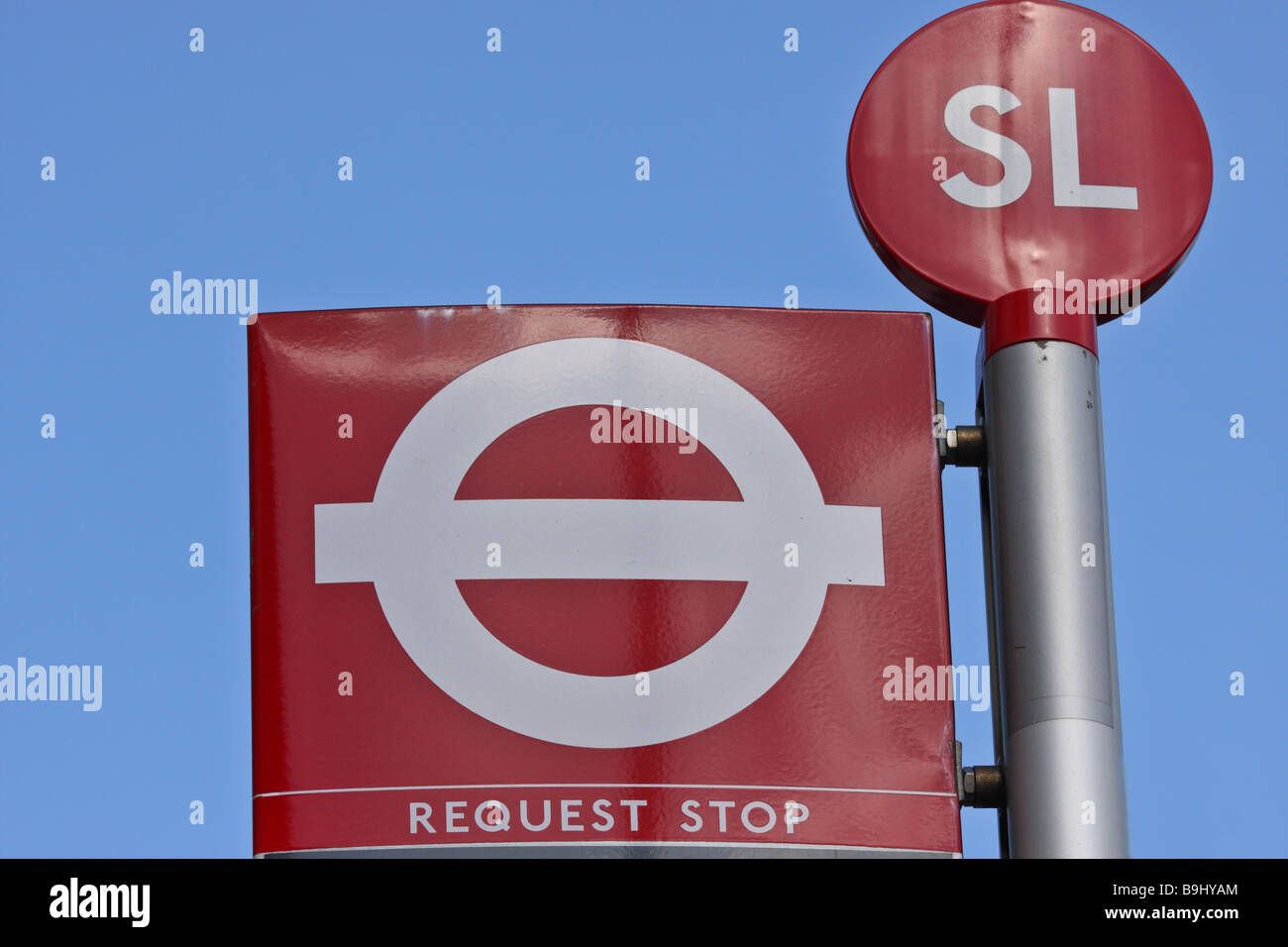 UK bus stop sign in Hounslow London Stock Photo - Alamy