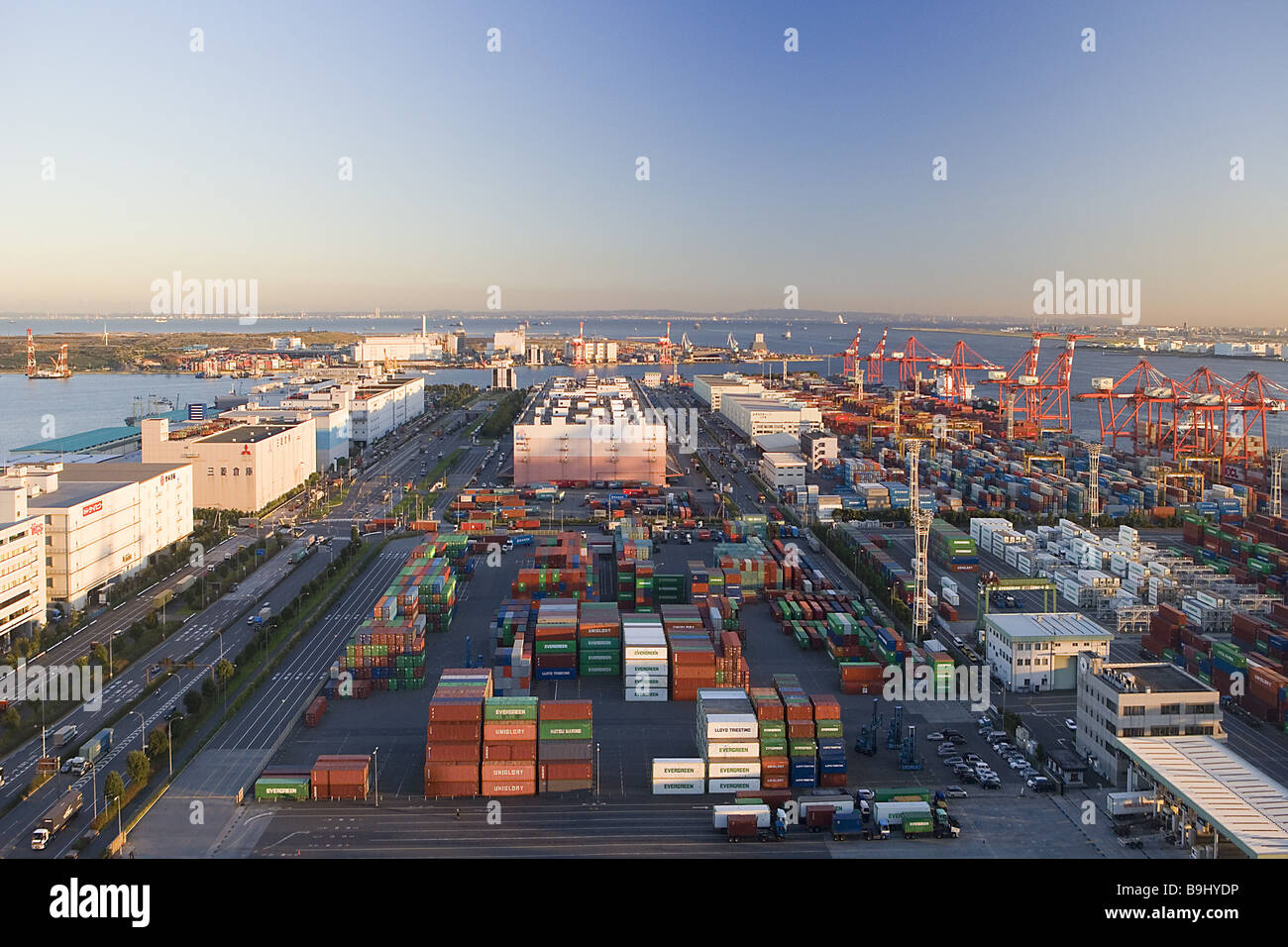 Japan Tokyo Odaiba District Tokyo Bay container-harbor overview Asia ...